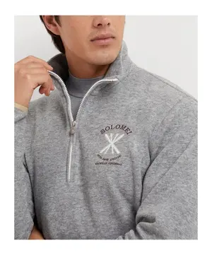 Brunello Cucinelli Zip Neck Jumper With Embroidered Logo