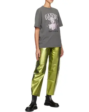 GANNI Logo Printed Crewneck T-shirt