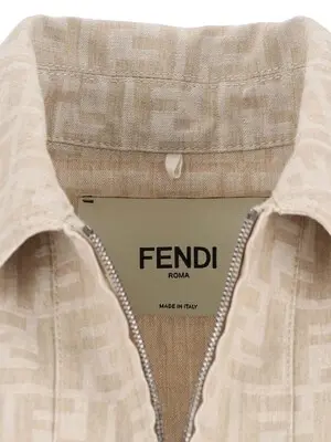 Fendi Ff Chambray Zipped Cropped Jacket - Beige