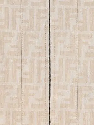 Fendi Ff Chambray Zipped Cropped Jacket - Beige