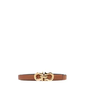 FERRAGAMO Gancini Logo Double-sided Leather Belt - Brown