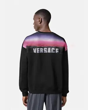 Versace Crewneck Sweatshirt With Embroidered Logo And Graphic Print