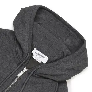 Thom Browne 4-bar Striped Zip-up Hoodie - Dark Gray