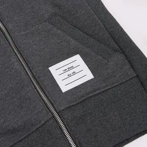 Thom Browne 4-bar Striped Zip-up Hoodie - Dark Gray