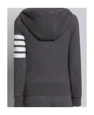 Thom Browne 4-bar Striped Zip-up Hoodie - Dark Gray