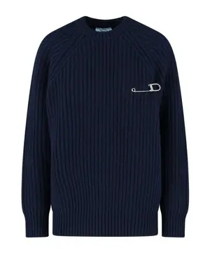 Prada Ribbed Crew Neck Long Sleeve Sweater