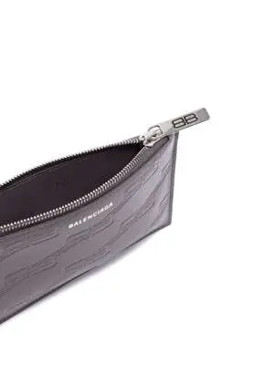 Balenciaga All-over Logo Embossed Cardholder - Gray