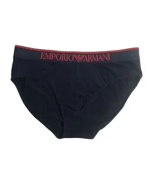 Emporio Armani Striped Logo Panties - Black