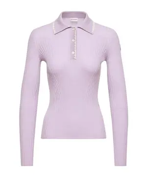 Moncler Wool Long Sleeve Polo Shirt