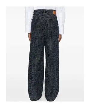 GANNI Logo Patch Wide Leg Jeans