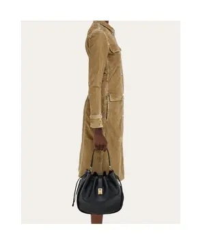 FERRAGAMO Hug Buckle Bucket Bag - Black