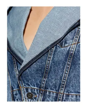 Alaïa Cropped Hooded Denim Jacket - Blue