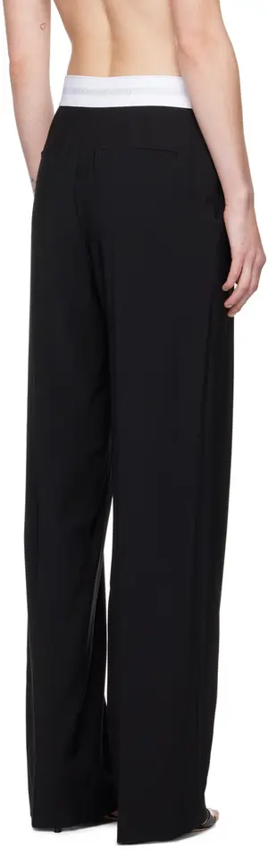 Alexander Wang High-waisted Pleated Trousers With Logo Elastic Waistband - Black