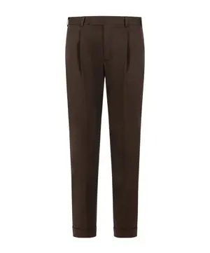 PT TORINO Rebel Pleated Cuffed Pants - Brown