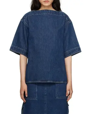TOTEME Denim Dart-neck Top