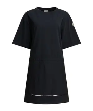Moncler Short Sleeve Crewneck Dress With Logo Detail - No