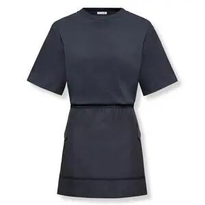Moncler Short Sleeve Crewneck Dress With Logo Detail
