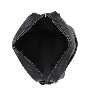 COACH Logo Embossed Leather Shoulder Bag - Black