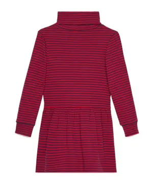 Gucci High-neck Striped Long Sleeve Dress