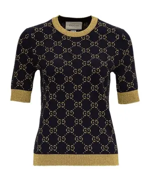 GUCCI Gucci GG Motif Lamé Knit Top
