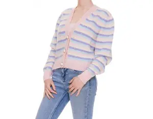 Alessandra Rich Striped Diamond Trim Cardigan
