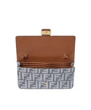 Fendi Baguette Ff Jacquard Chain-linked Wallet - Blue