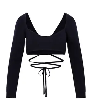 PATOU Lace-up Cropped Knit Top