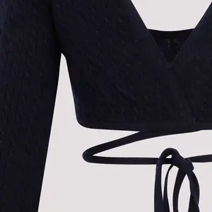 PATOU Lace-up Cropped Knit Top