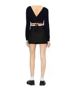 PATOU Lace-up Cropped Knit Top