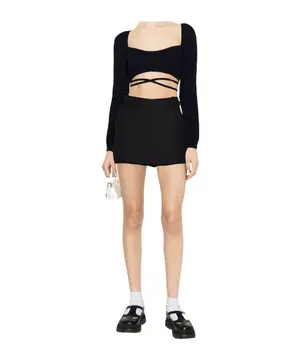 PATOU Lace-up Cropped Knit Top