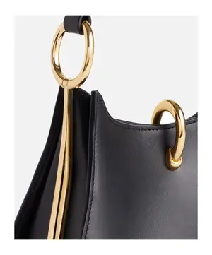 Rabanne Ring Leather Shoulder Bag - Black