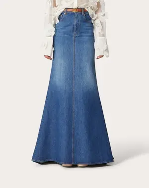 Valentino Garavani High-waisted Denim Maxi Skirt