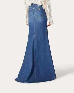 Valentino Garavani High-waisted Denim Maxi Skirt