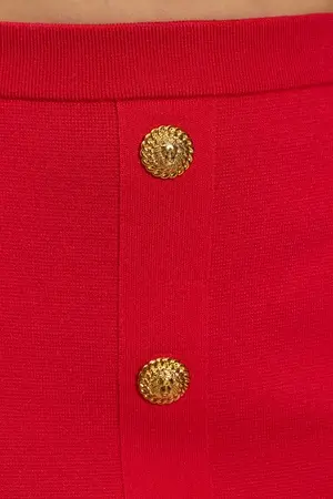 Balmain Button Detailed Pencil Skirt - Red
