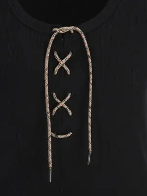 Burberry Lace-up Ribbed Tank Top - Black