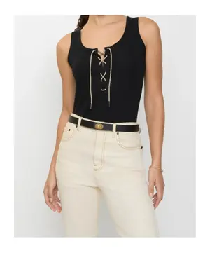 Burberry Lace-up Ribbed Tank Top - Black