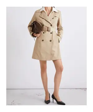 Marella Double-breasted Technical Cotton Trench Coat