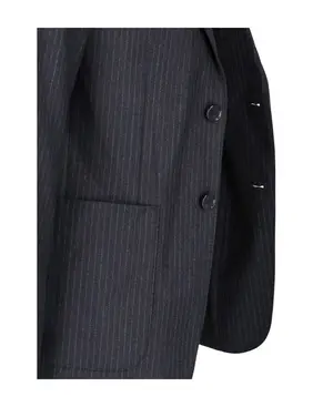 Ami Pinstriped Single-breasted Tailored Blazer - Black