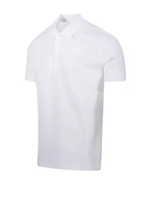 Burberry Logo Embroidered Short Sleeved Polo Shirt - White
