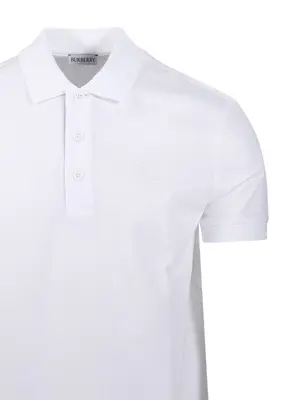 Burberry Logo Embroidered Short Sleeved Polo Shirt - White