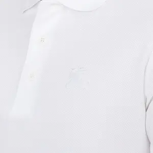Burberry Logo Embroidered Short Sleeved Polo Shirt - White