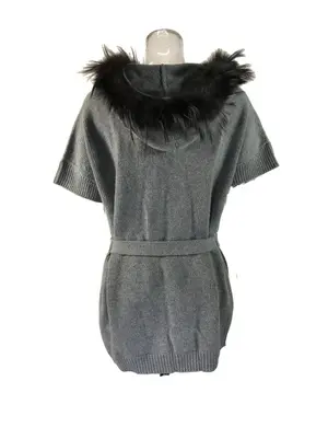 Max Mara Short-sleeved Knitted Cardigan With Hood And Waist Strap