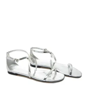 Alexander McQueen Strappy Metallic Sandals - Gray