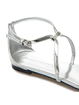 Alexander McQueen Strappy Metallic Sandals - Gray