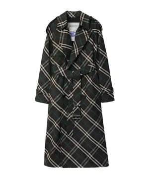 Burberry Double Breasted Belted Checked Trench Coat - Snug