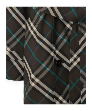 Burberry Double Breasted Belted Checked Trench Coat - Snug