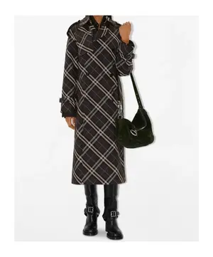 Burberry Double Breasted Belted Checked Trench Coat - Snug