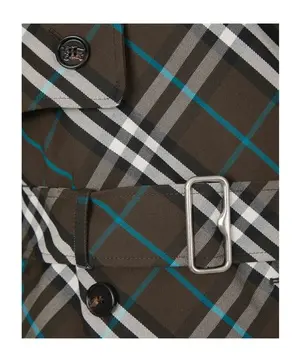 Burberry Double Breasted Belted Checked Trench Coat