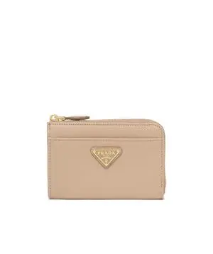 Prada Triangle-logo Zipped Wallet - Nude