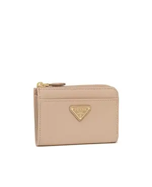 Prada Triangle-logo Zipped Wallet - Nude